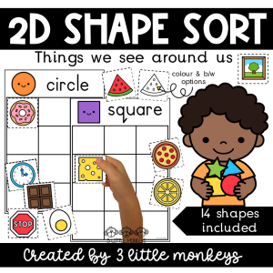 2D Shape Sort Real life pictures - PDF » 3 Little Monkeys