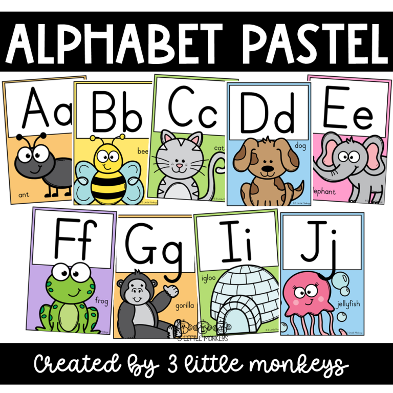 Alphabet Pastel - PDF » 3 Little Monkeys