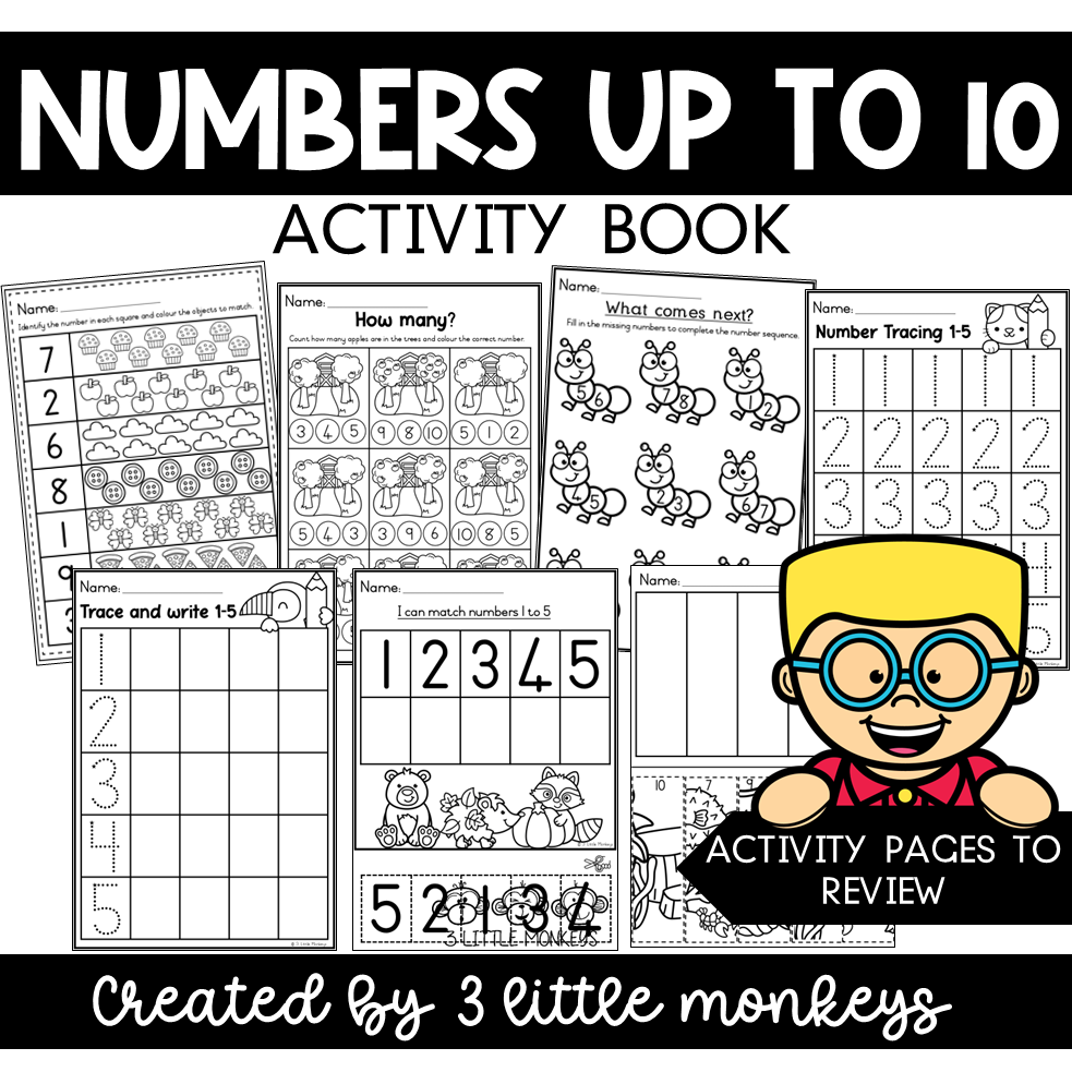 Numbers up to 10 Activity Book - PDF » 3 Little Monkeys