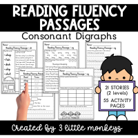 Reading Fluency Passages | Consonant Digraphs - PDF » 3 Little Monkeys
