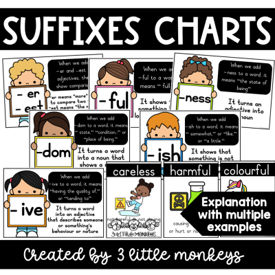 Suffix Charts - PDF » 3 Little Monkeys