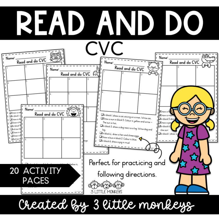 Read and Do CVC - PDF » 3 Little Monkeys