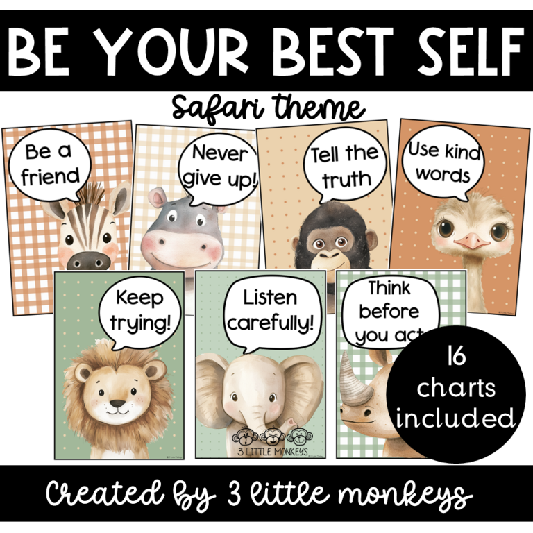 Be Your Best Self | Safari Theme - PDF » 3 Little Monkeys