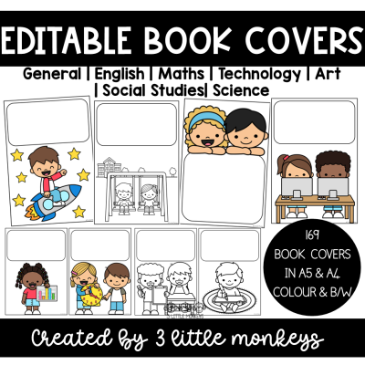 Editable Book Covers - PDF » 3 Little Monkeys