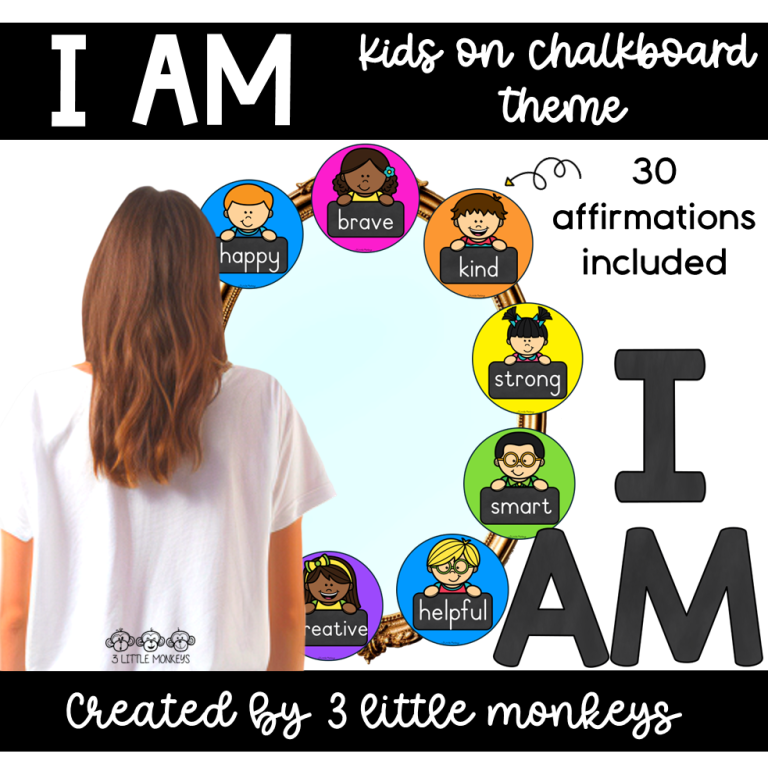 I am Affirmations | Bright Kids on Chalkboard theme - PDF » 3 Little ...