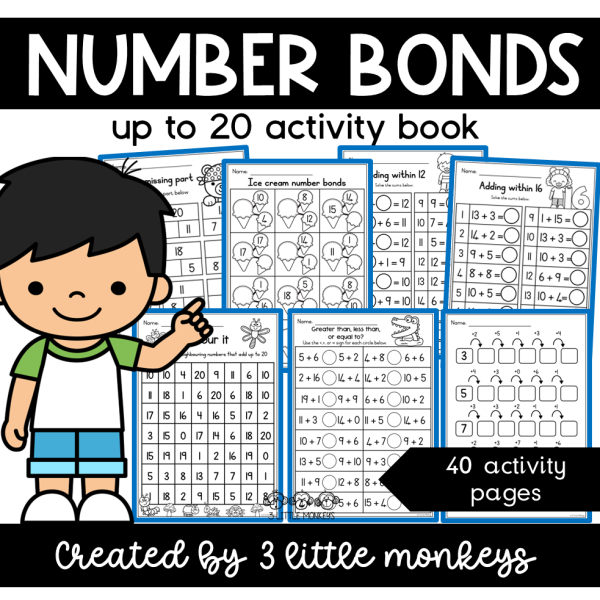 Number Bonds 11 to 20 Activity Book - PDF » 3 Little Monkeys