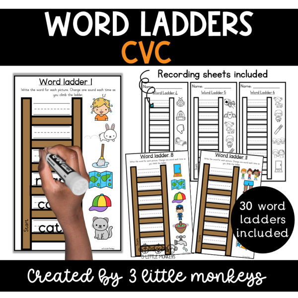 CVC Word Ladders - PDF » 3 Little Monkeys